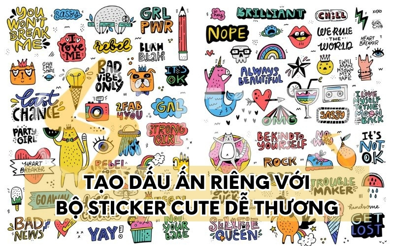 Tạo dấu ấn riêng với bộ sticker cute dễ thương - Bao Bì SHQ